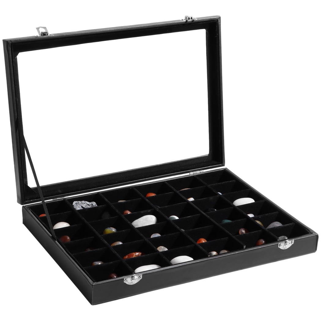 Rock Collections Box for Kids,36 Grids Rock Display Case for ...