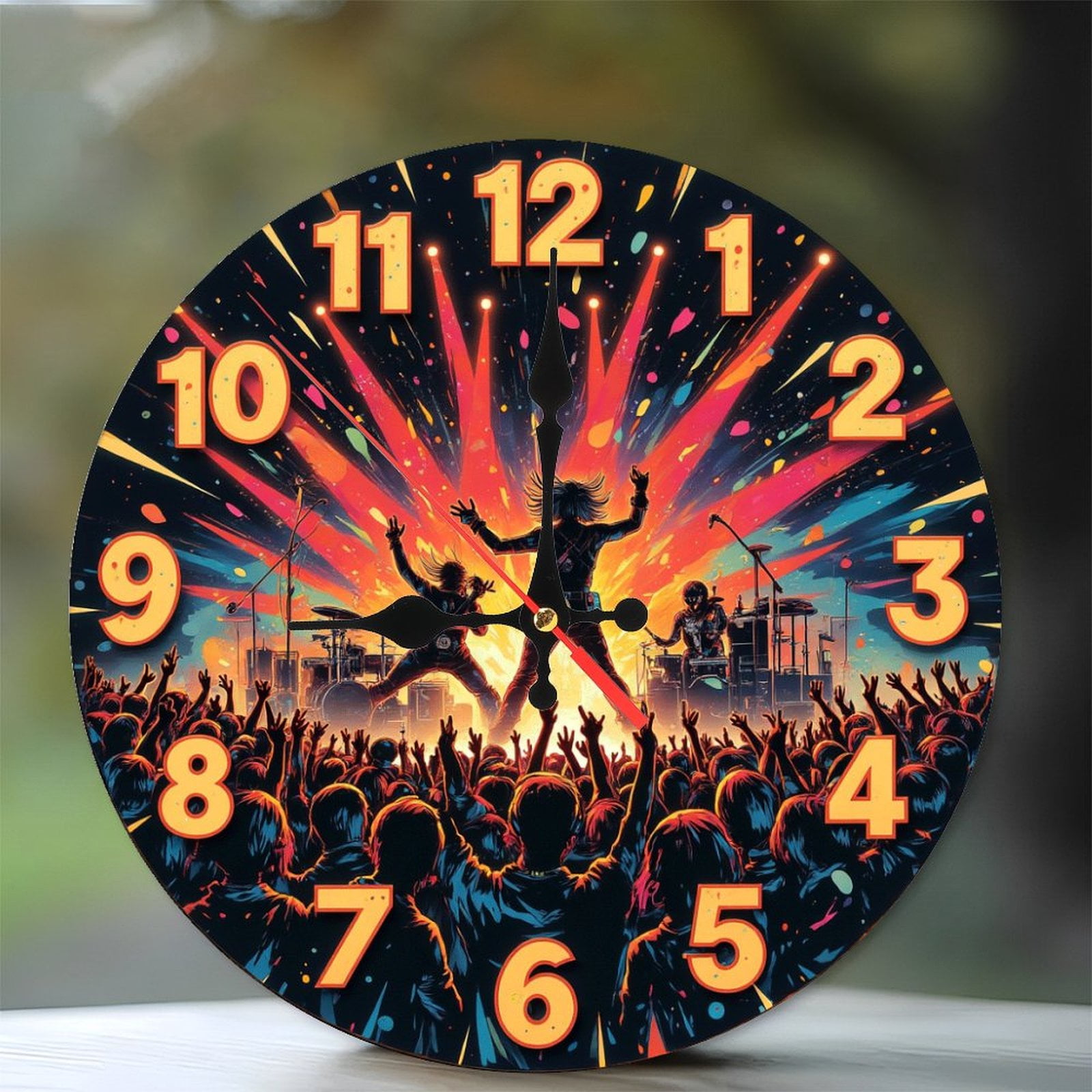 Rock Concert Band Clock Wall Art Decor 10-Inch Silent Wooden Wall Clock ...