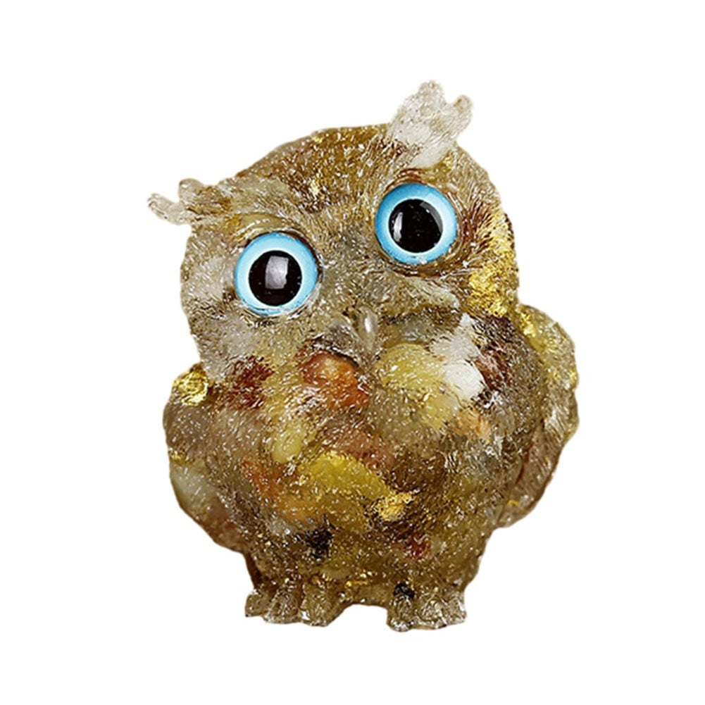 Rock Crystal Gravel Dripping Owl Ornaments-Crystal 5 "Owl Statue ...