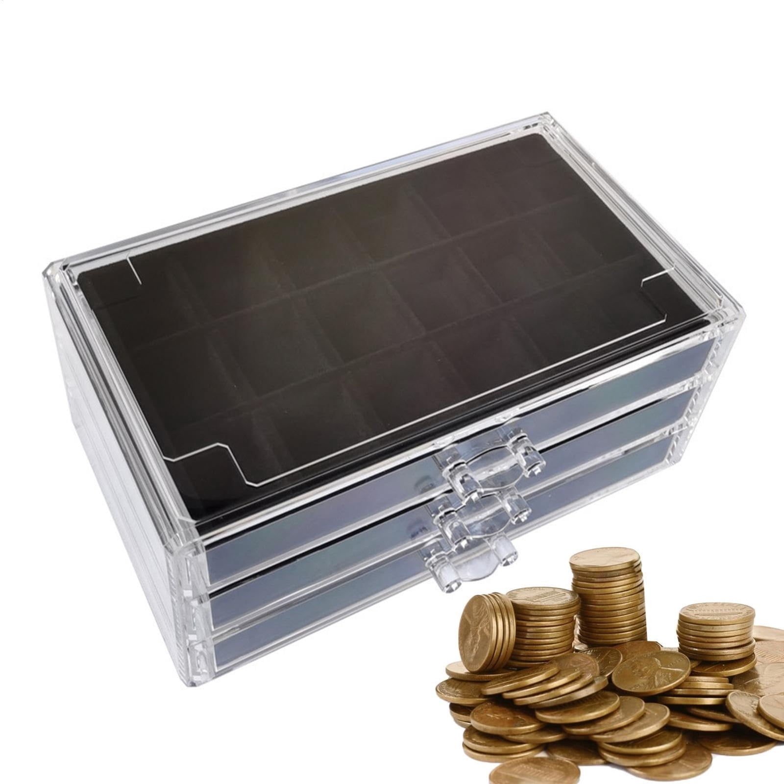 Rock Display Case Rock Collection Box,Earring Jewelry Organizer with 3 ...