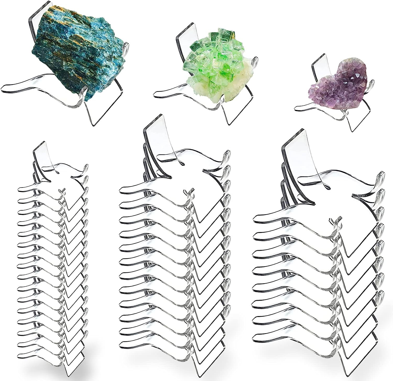 Rock Display Stands 3 Sizes 36PCS Acrylic Rock Holder Acrylic Crystal ...