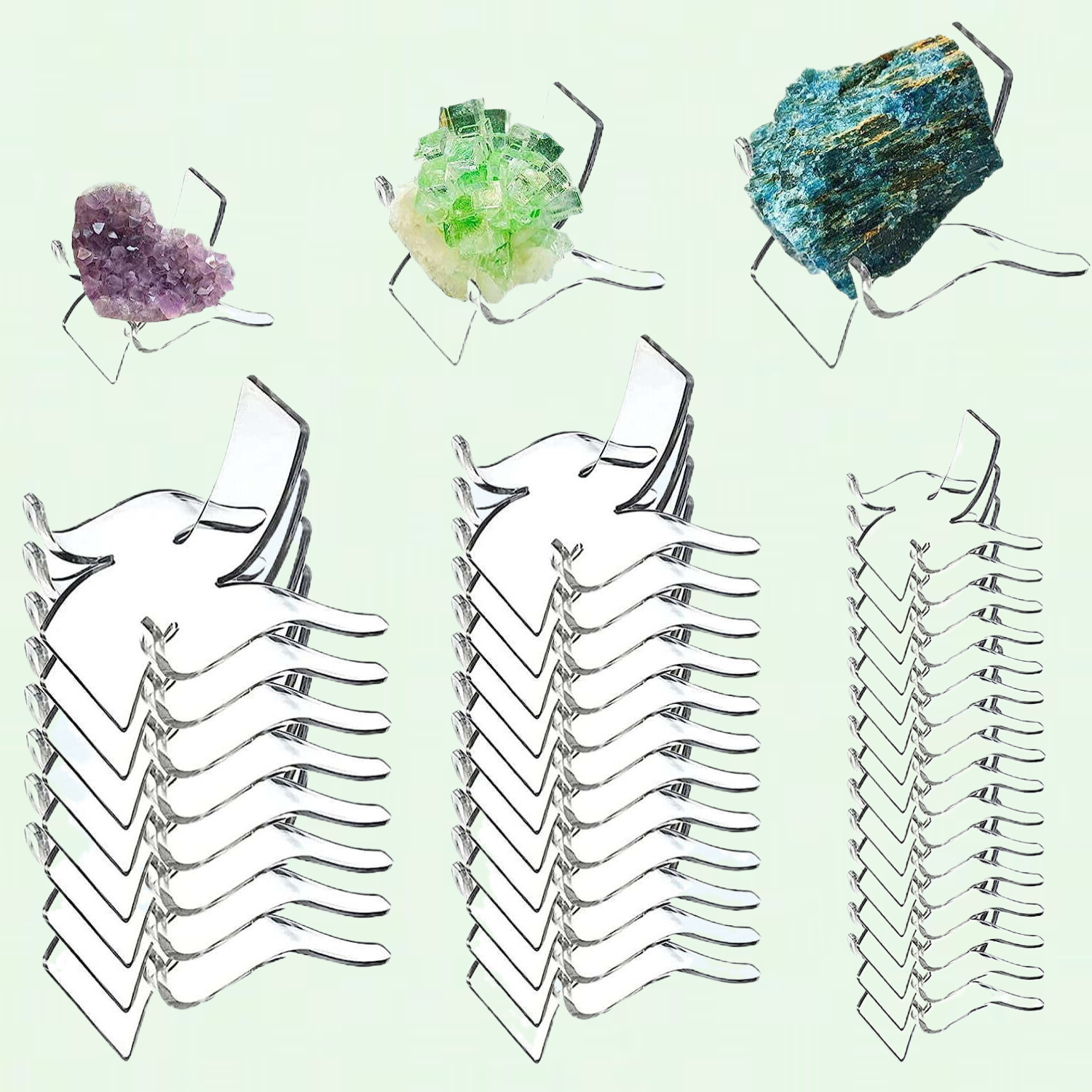 Rock Display Stands - Set of 36, Acrylic Crystal Holder for Minerals ...