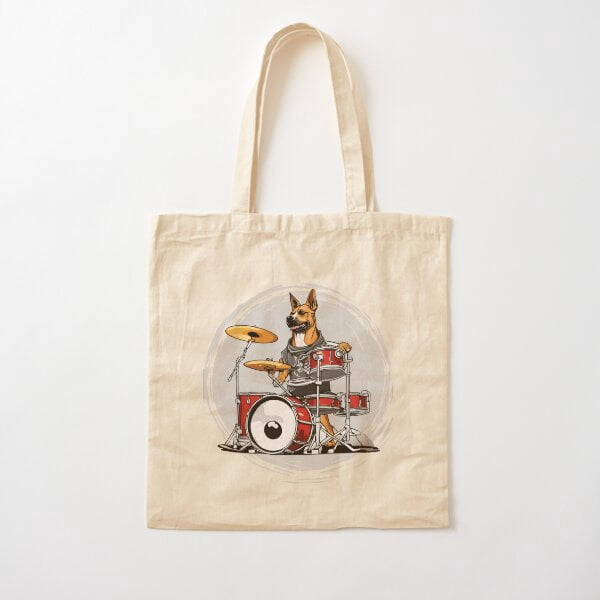Rock Drummer Dog 2 – Rock Dog - Hard Rock Dog – Drummer Dog Cotton Tote ...