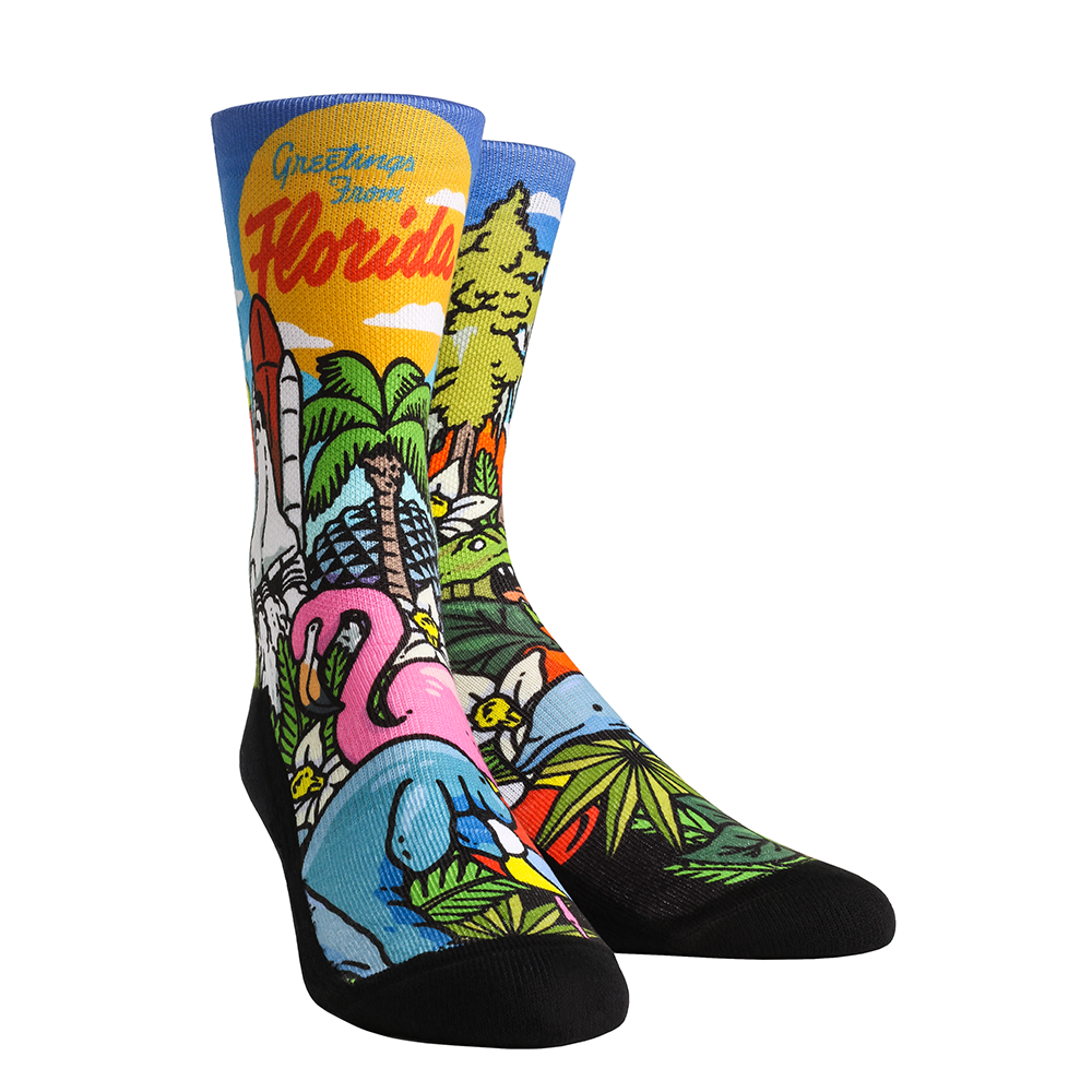Rock Em Elite City - Florida Landmark Crew Socks (S-M) - Walmart.com