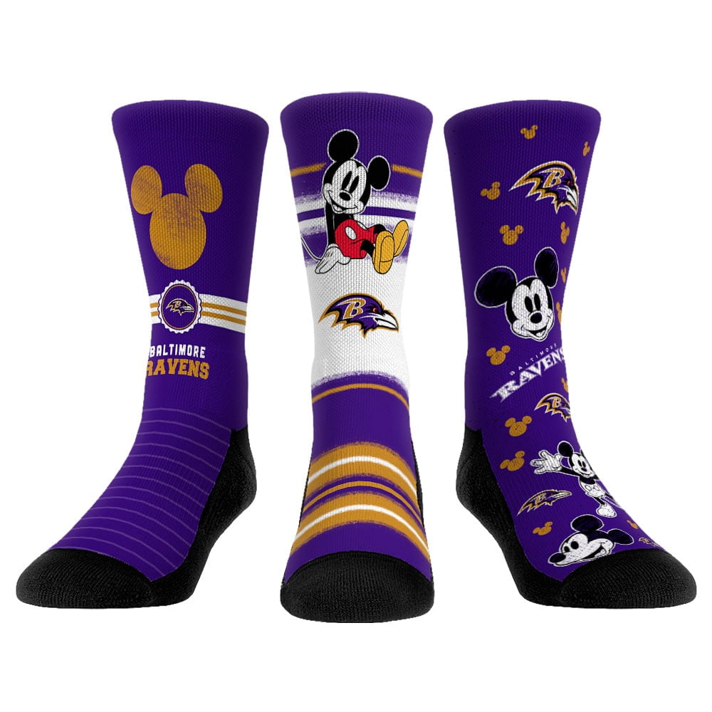 Rock Em Socks Baltimore Ravens Disney Three-Pack Crew Socks Set ...