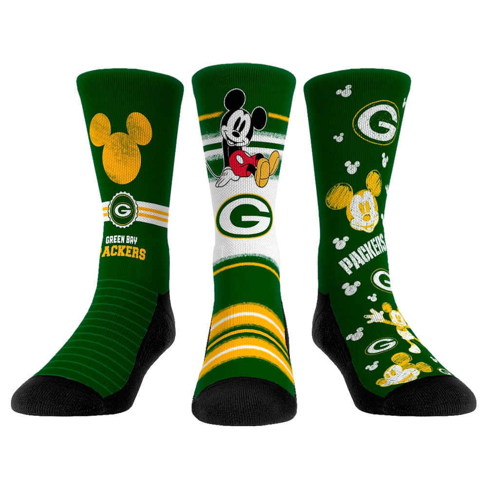 Rock Em Socks Green Bay Packers Disney Three-Pack Crew Socks Set ...