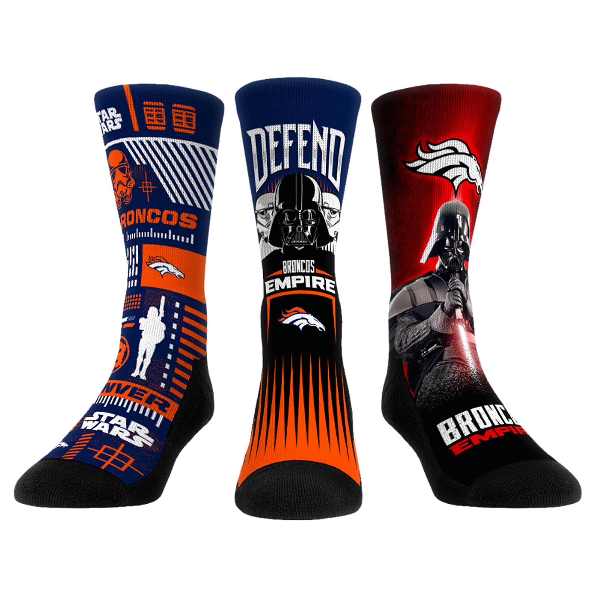 Rock Em Socks Stormtrooper & Darth Vader Denver Broncos Three-Pack Star ...