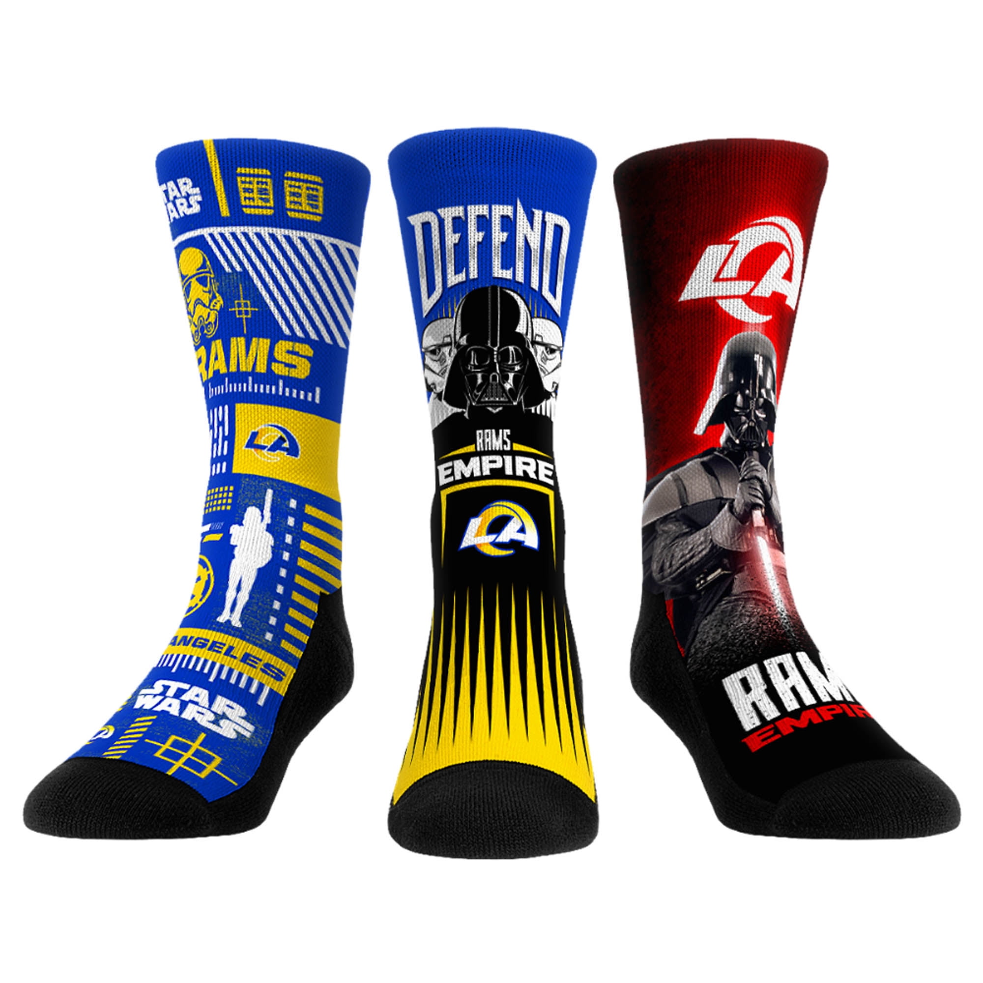Rock Em Socks Stormtrooper & Darth Vader Los Angeles Rams Three-Pack ...