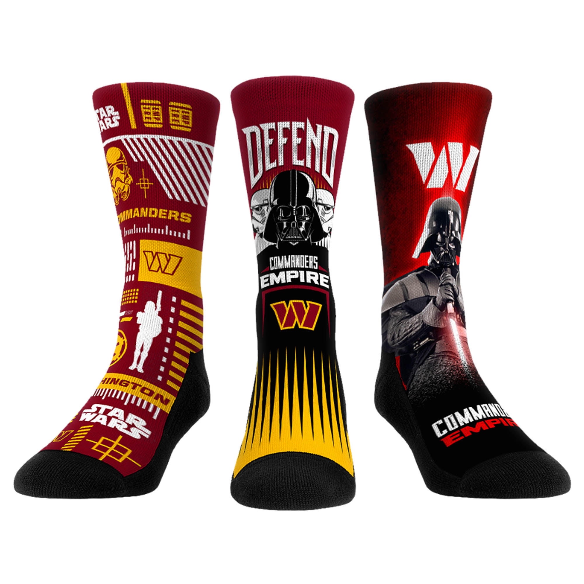 Rock Em Socks Stormtrooper & Darth Vader Washington Commanders Three ...