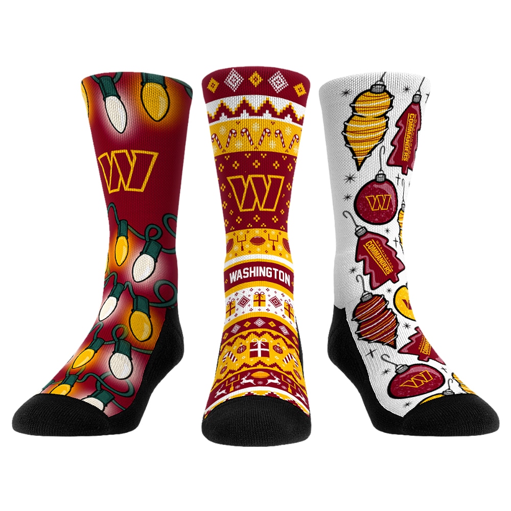 Rock Em Socks Washington Commanders Unisex Holiday 3-Pack Crew Socks ...