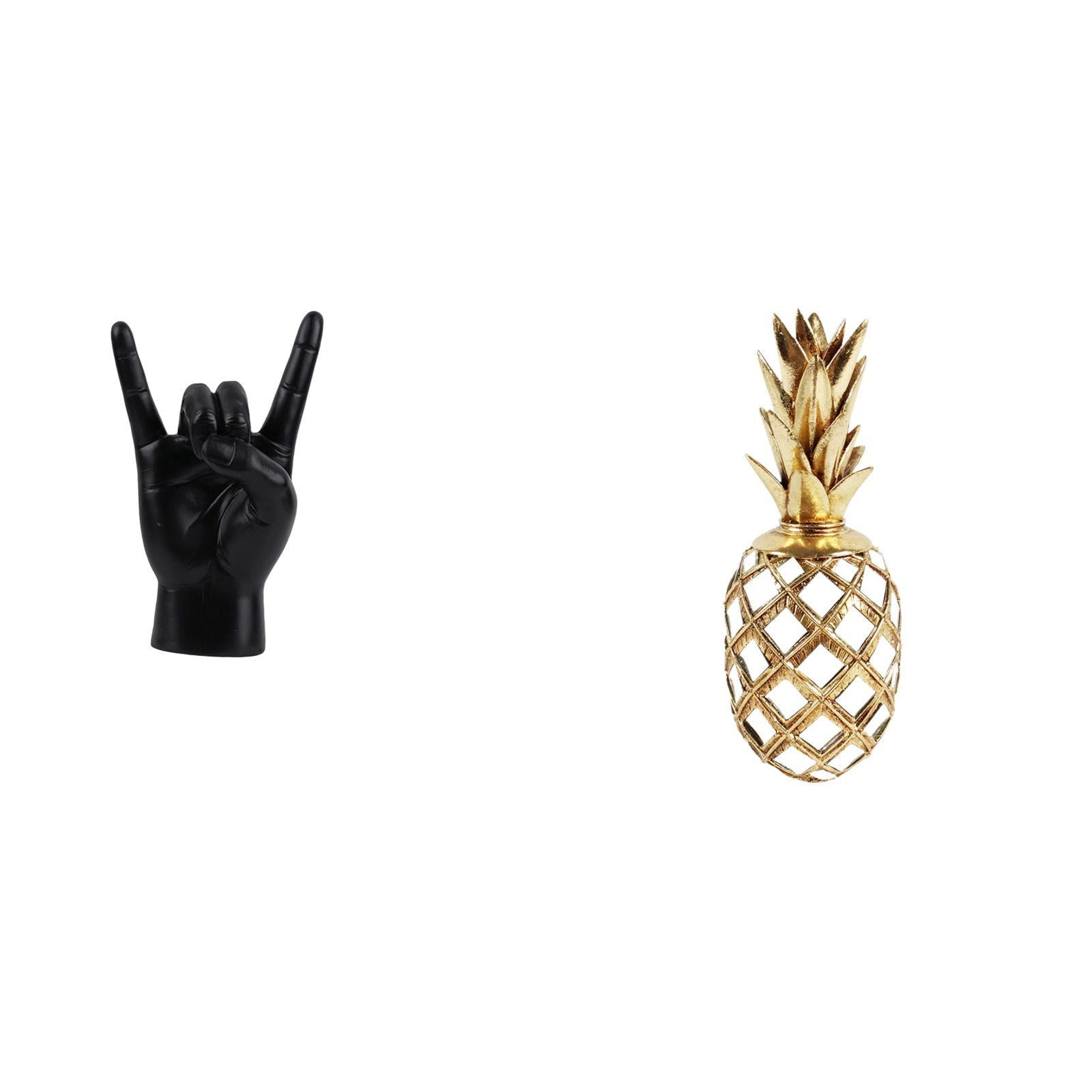 Rock Gesture Statue Resin Figurine Gold Hand Sculpture for Living Room ...