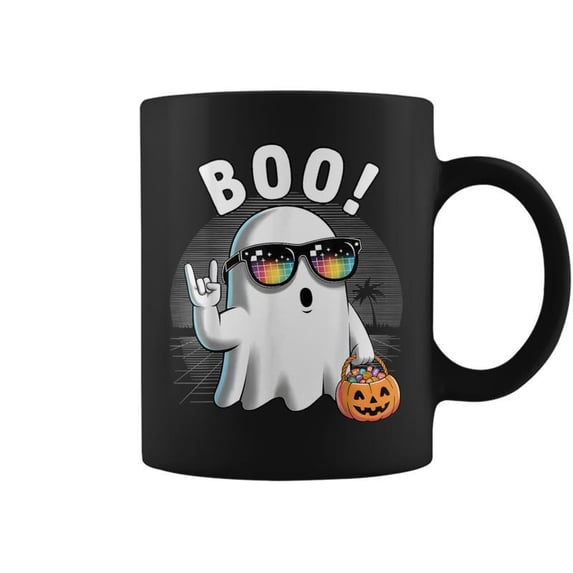 Rock Ghost Retro Halloween Pumpkin Boo Coffee Mug - Walmart.com