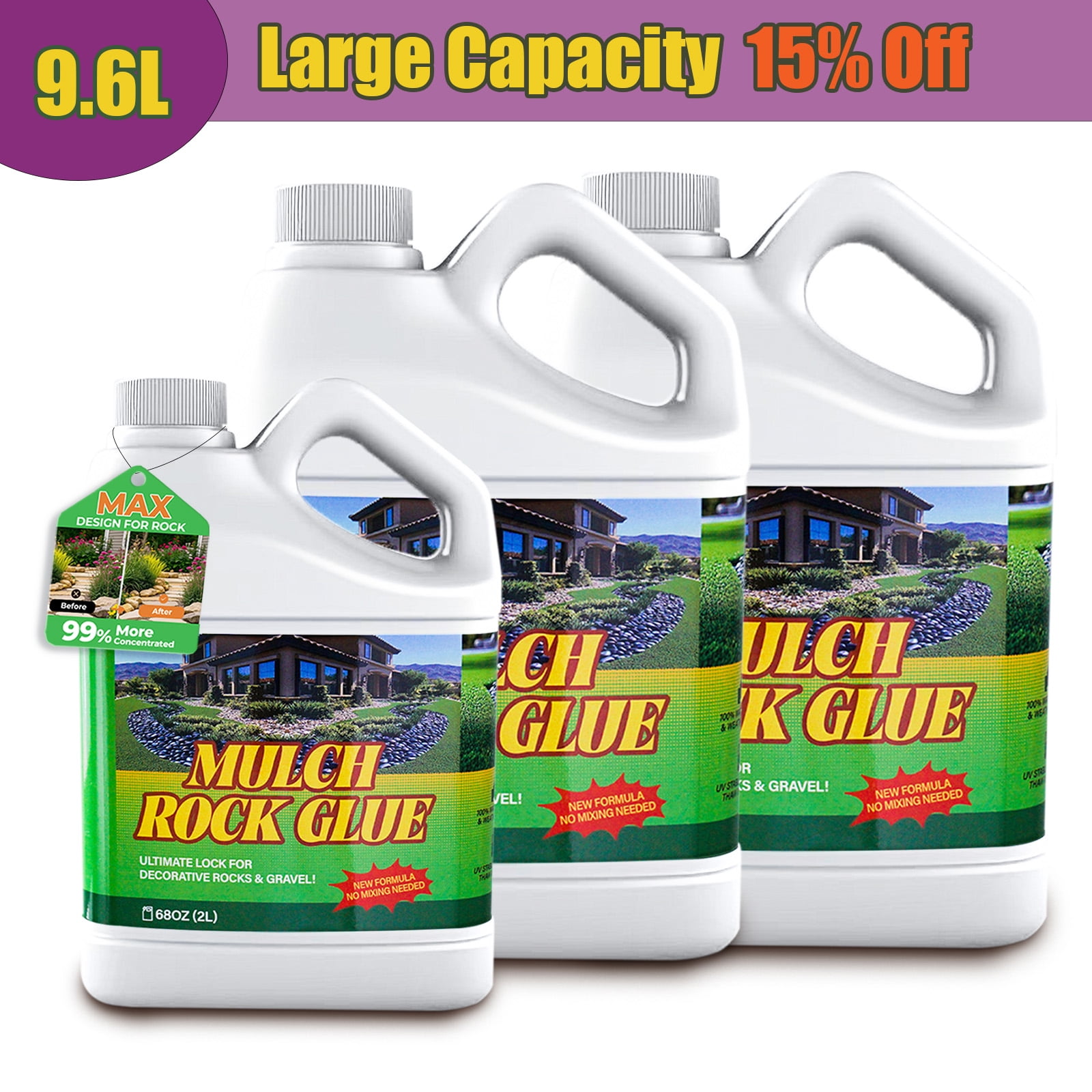 Rock Glue Mulch Glue 9.6L Fast-Dry Non-Toxic Dries Clear Strong ...