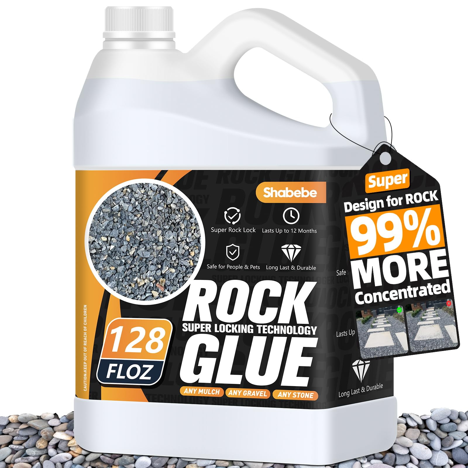 Rock Glue, Mulch Glue HMF23 1Gallon- Fast-Drying Adhesive Rocks, Small ...