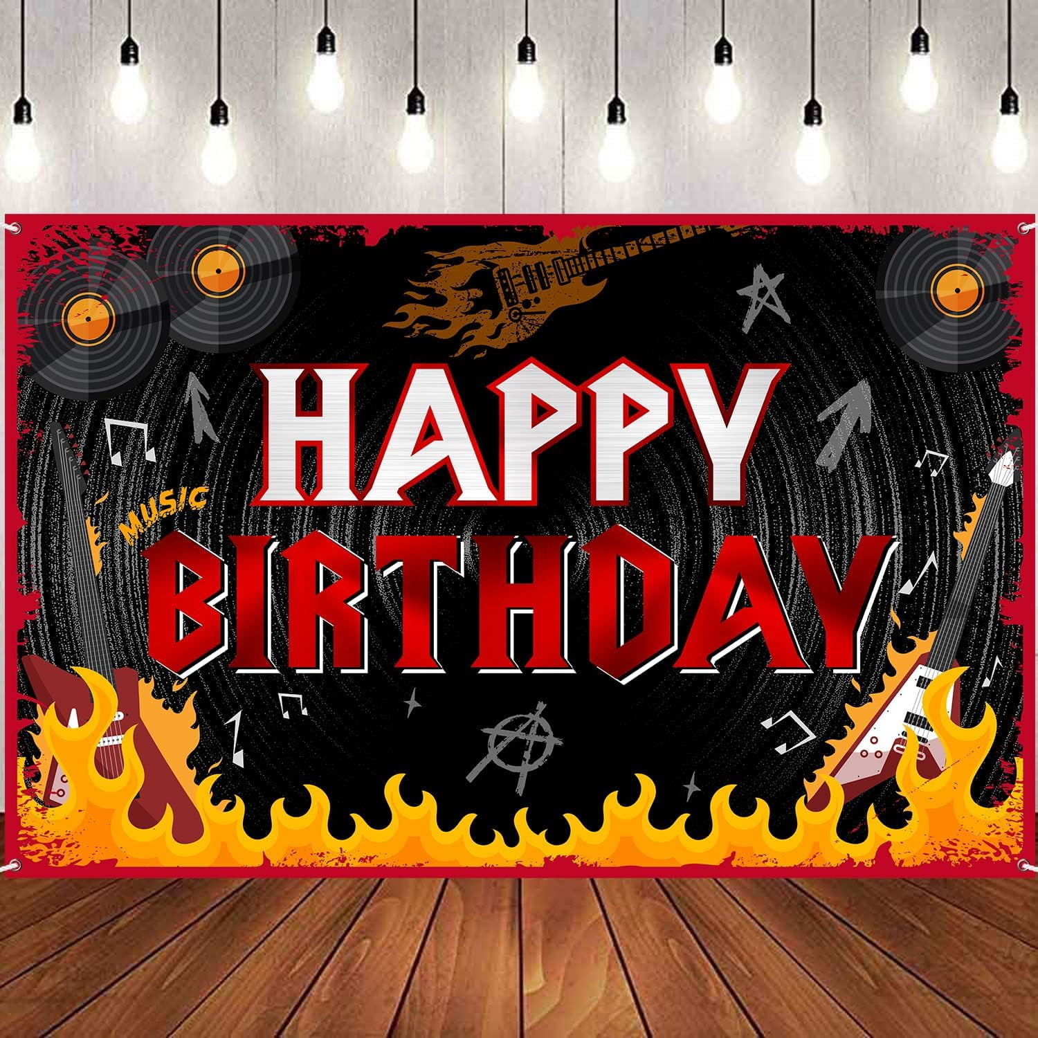 Rock Happy Birthday Backdrop Rock and Roll Party Photography Background ...
