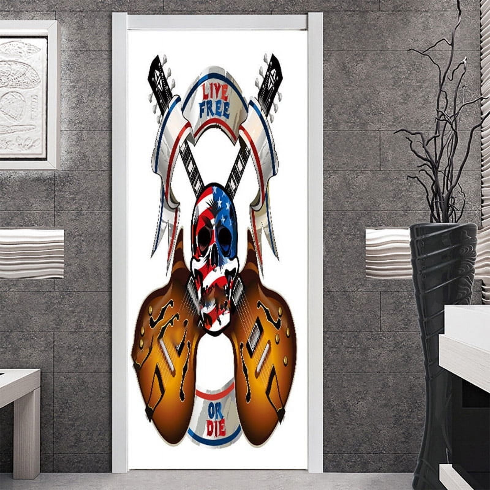 Rock Hip Hop Door Sticker Hippie Graffiti Wallpaper Retro Style Mural ...