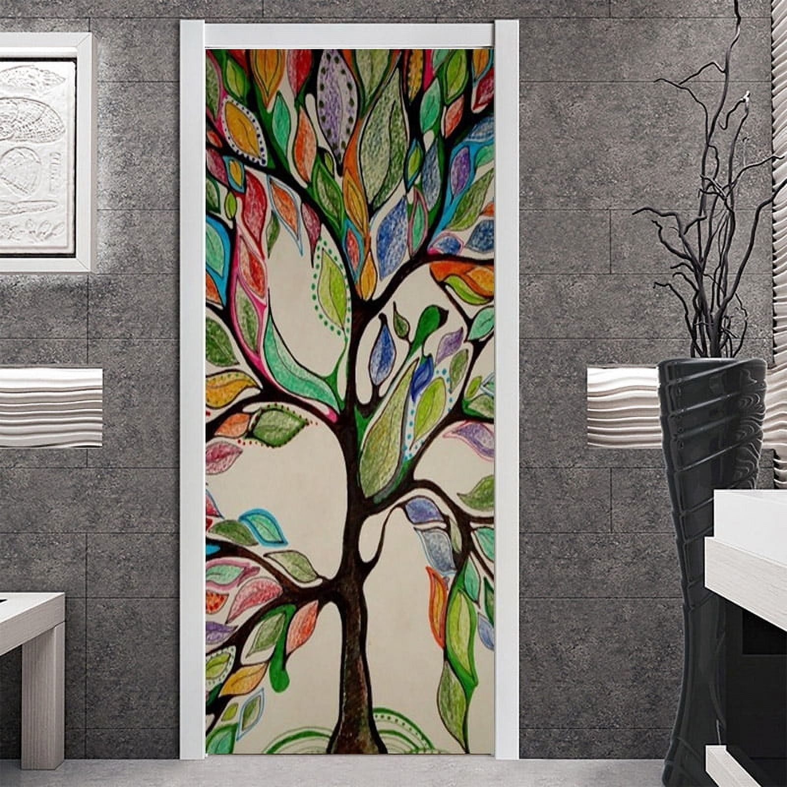 Rock Hip Hop Door Sticker Hippie Graffiti Wallpaper Retro Style Mural ...