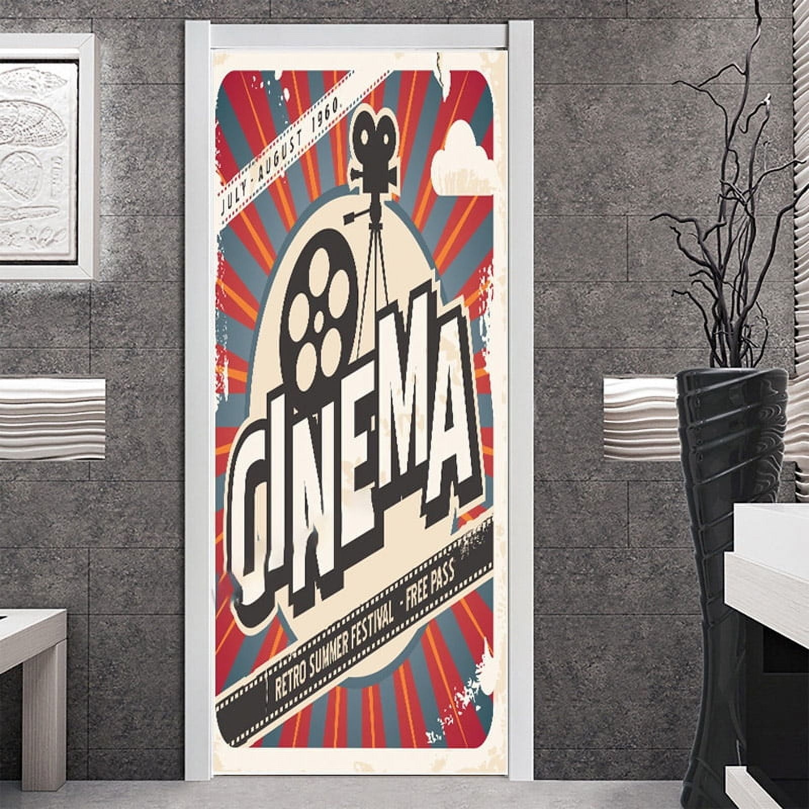 Rock Hip Hop Door Sticker Hippie Graffiti Wallpaper Retro Style Mural ...