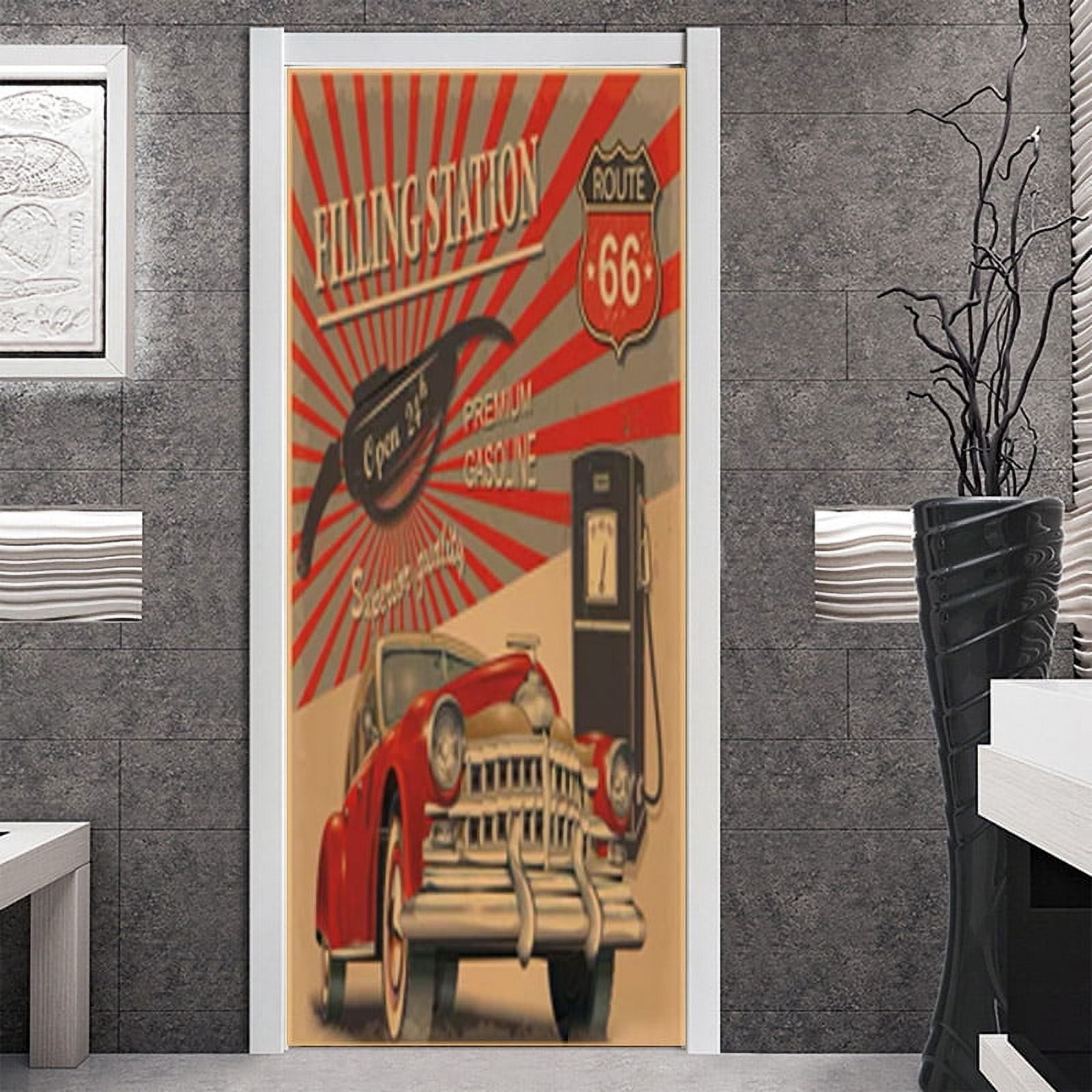 Rock Hip Hop Door Sticker Hippie Graffiti Wallpaper Retro Style Mural ...