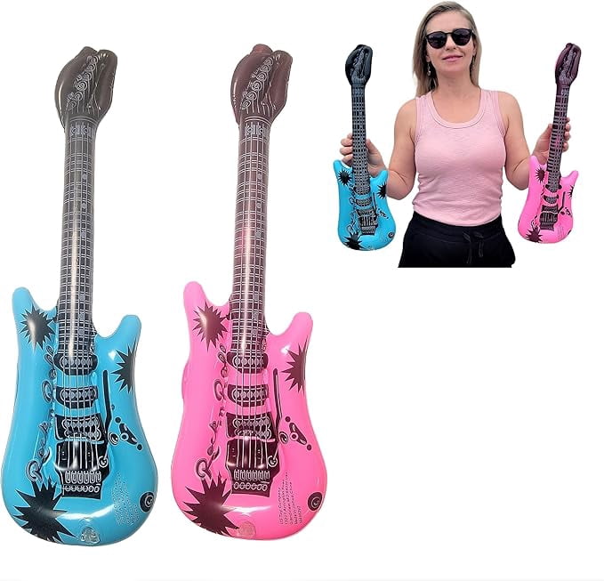 Rock Inflatable Mini Guitars (21 Inches) Vinyl. Perfect Party Favor, DJ ...