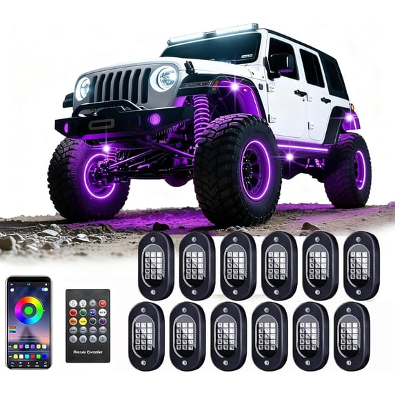Rock Lights Kit with APP/RF Remote Control Music Mode, Underglow Lights ...