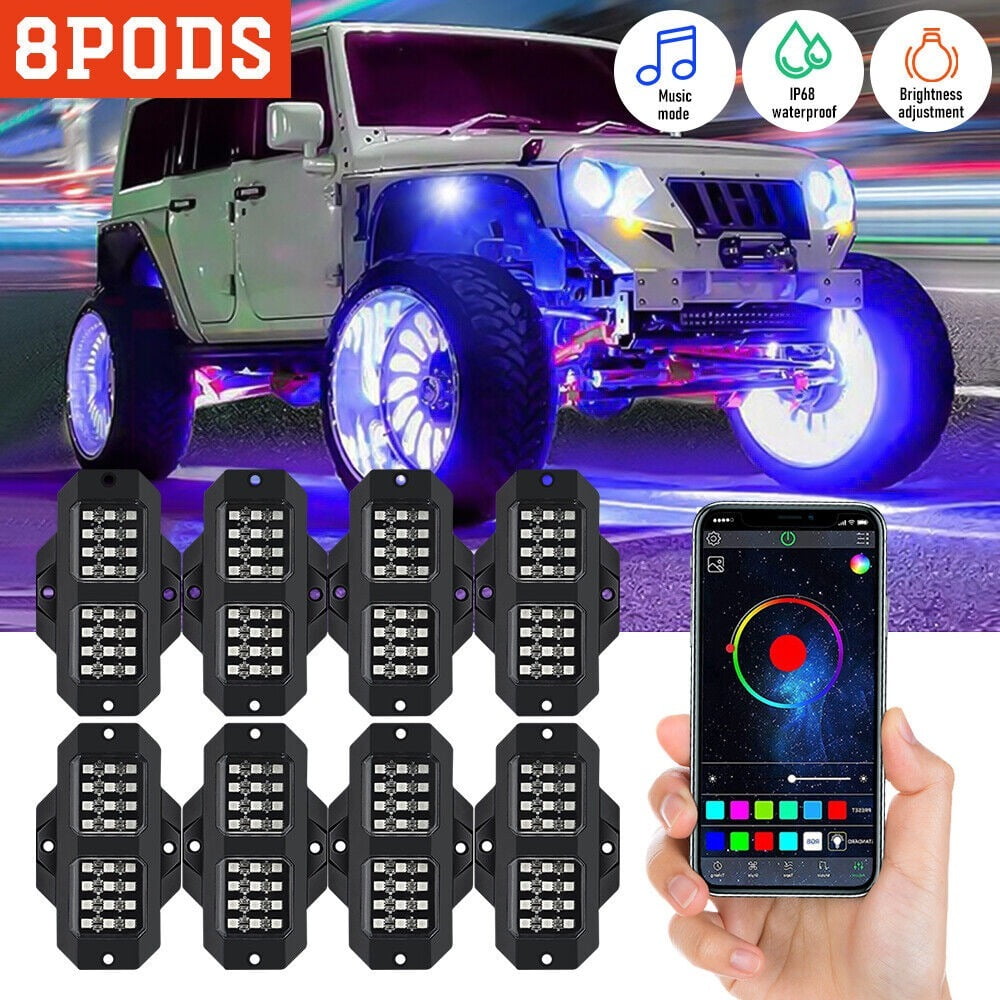 Rock Lights for Trucks,DFITO 8 Pods RGB LED Rock Lights with APP ...