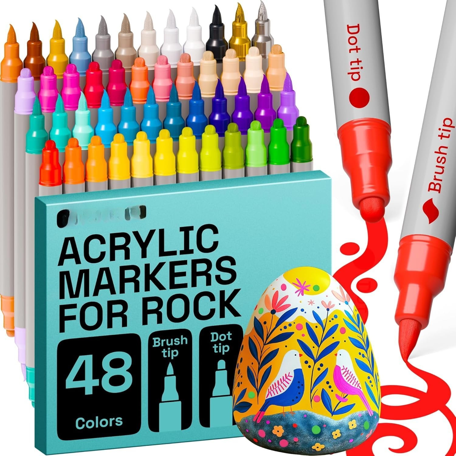 Rock Markers - Rock Painting Kit for Arts & Crafts - Dual Tip Pens ...