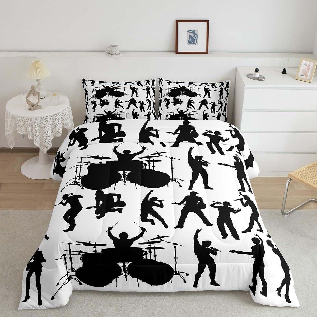 Rock Music Comforter Set Full Musical Theme Bedding Set, Music Notes ...