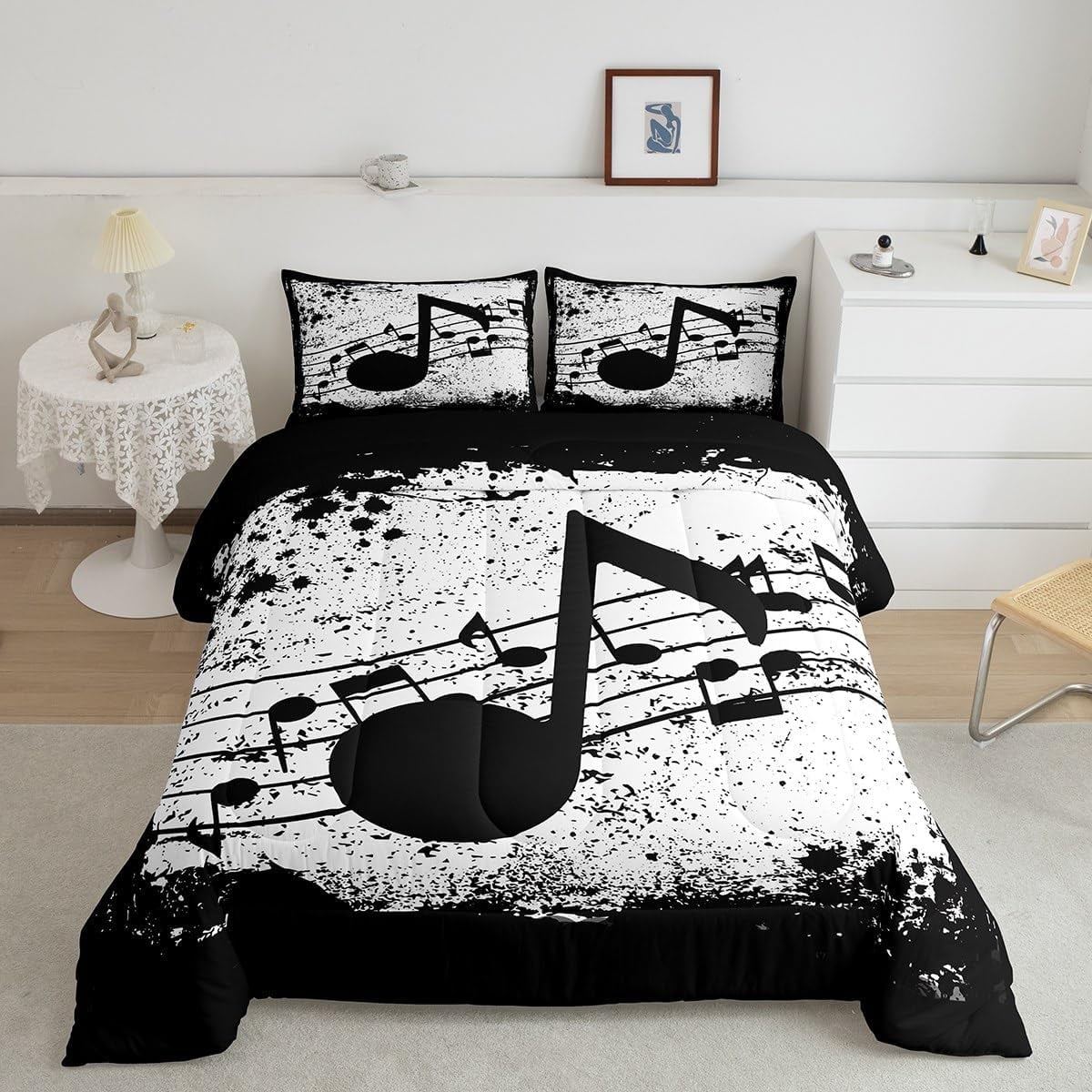 Rock Music Comforter Set Full Musical Theme Bedding Set, Music Notes ...