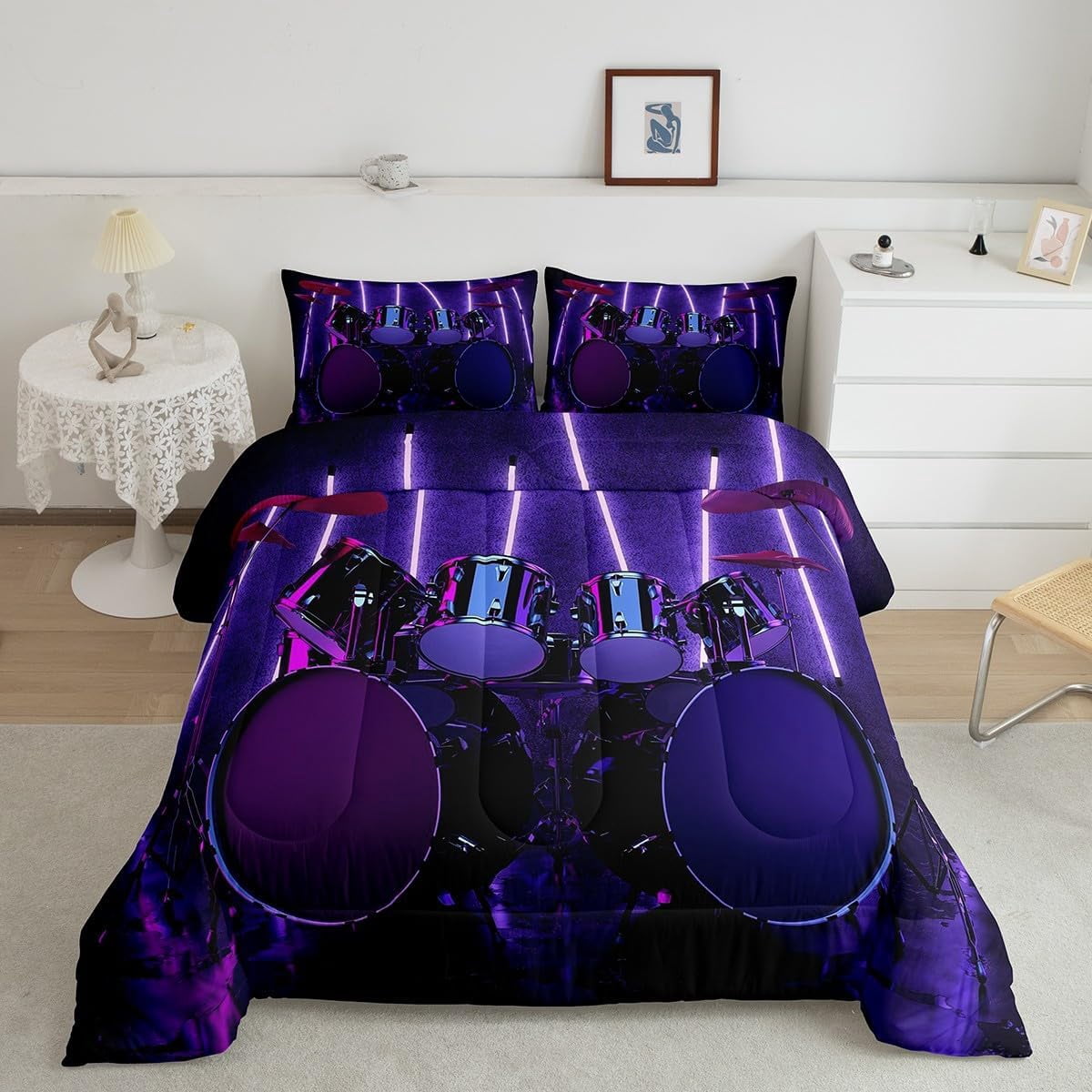 Rock Music Comforter Set Full Musical Theme Bedding Set, Music Notes ...
