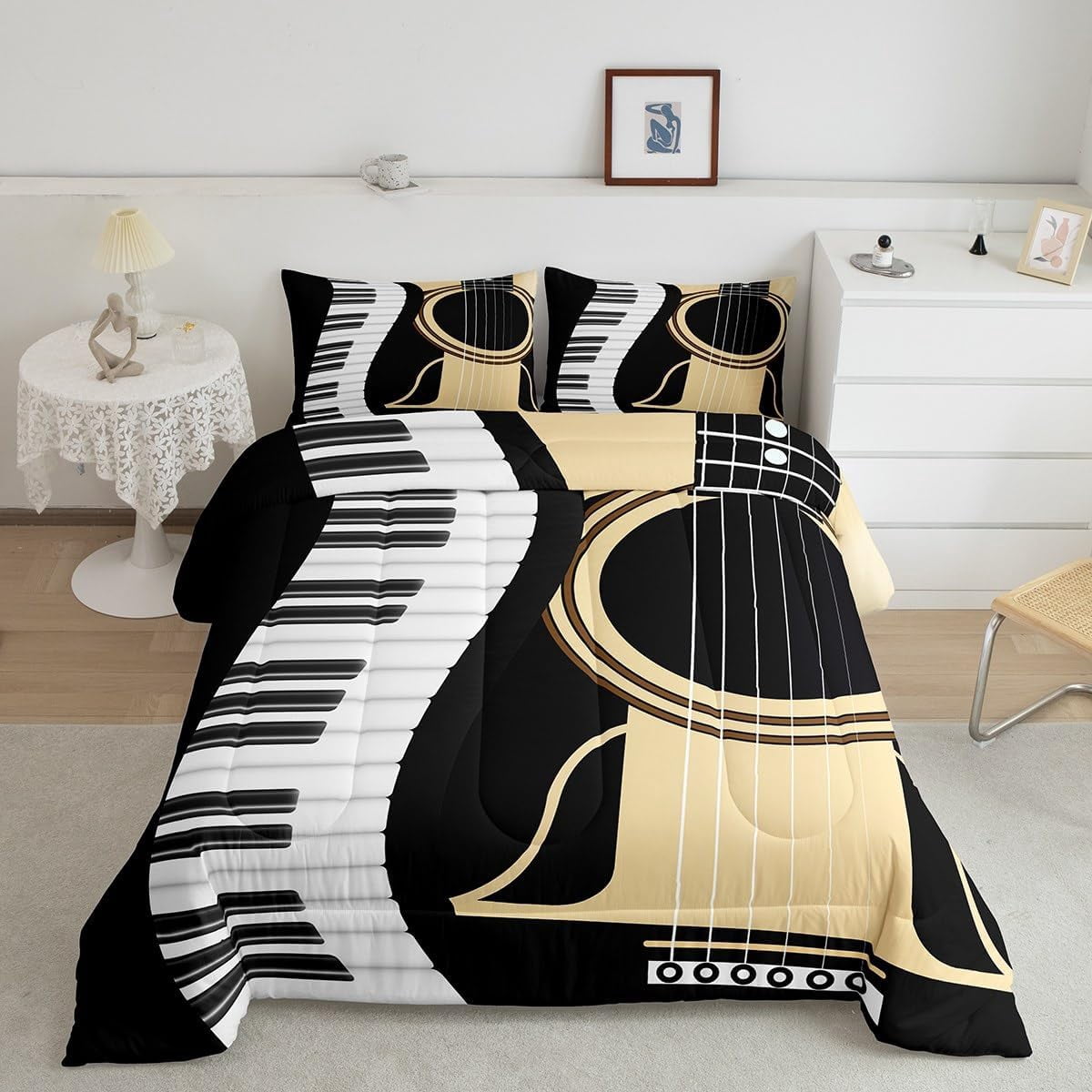 Rock Music Comforter Set Full Musical Theme Bedding Set, Music Notes ...