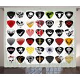 Ambesonne Rock Music Curtains 2 Panel Set, Guitar Picks Set, 108" x 84 ...