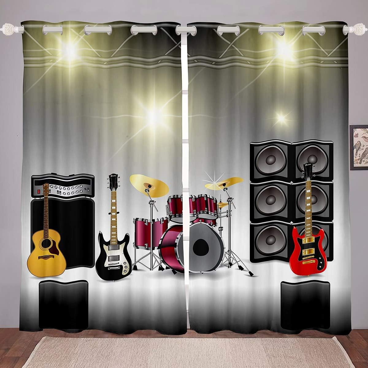 Rock Music Curtains for Bedroom Living Room Teens Boys Electronic ...