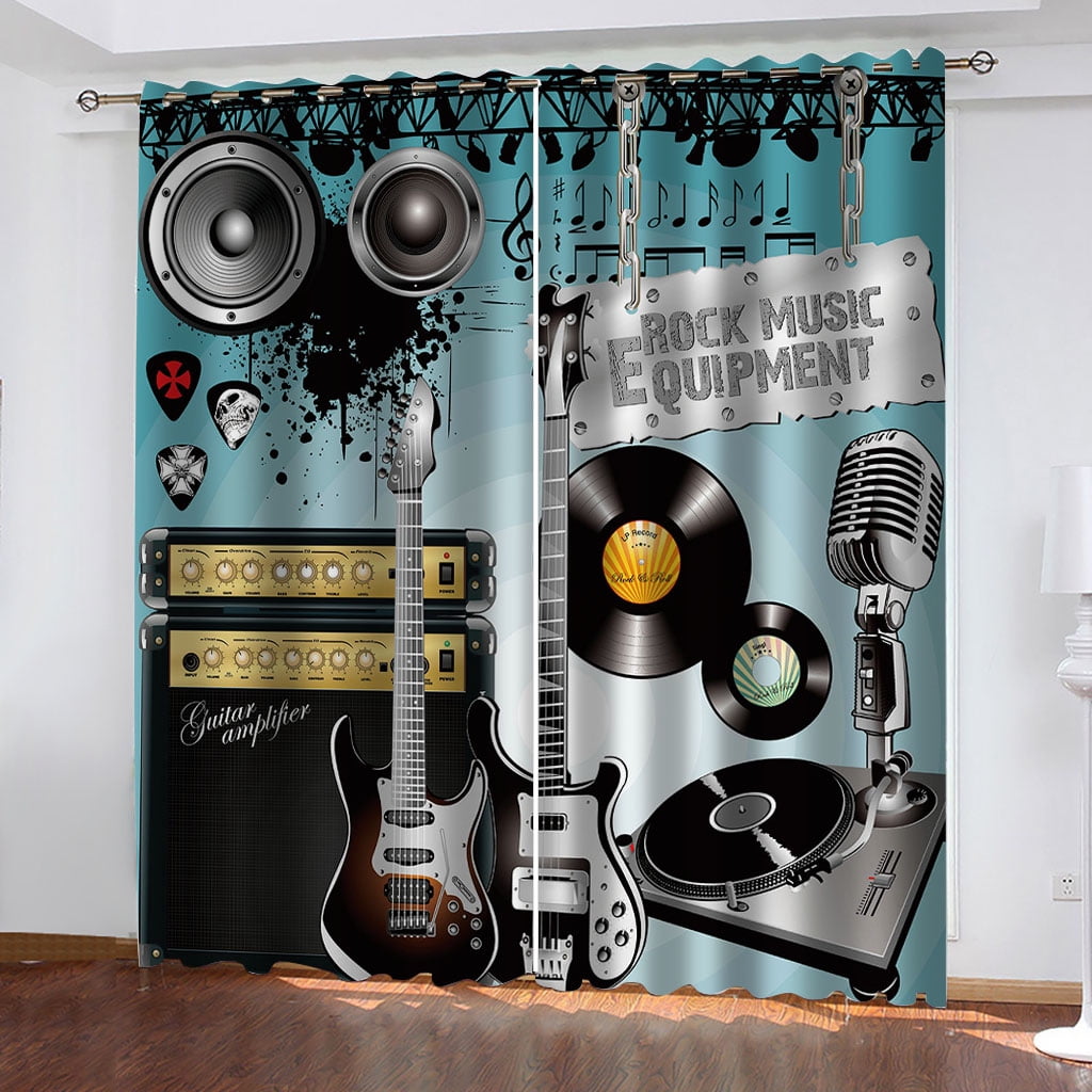 Rock Music Curtains for Bedroom Living Room Teens Boys Electronic ...