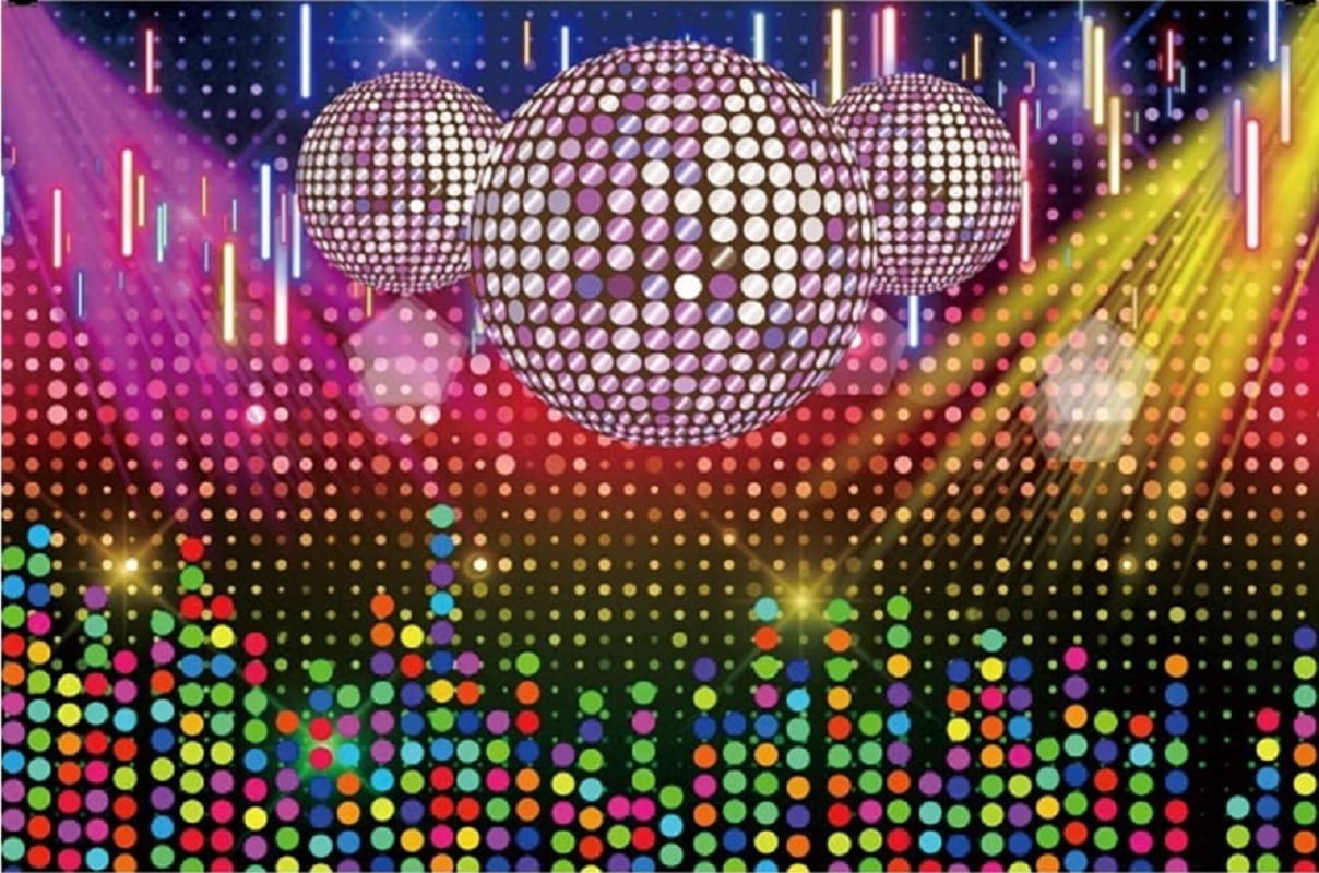 Rock Music Disco Ball Photography Backdrop Let's Crazy Colorful 60'S 70 ...