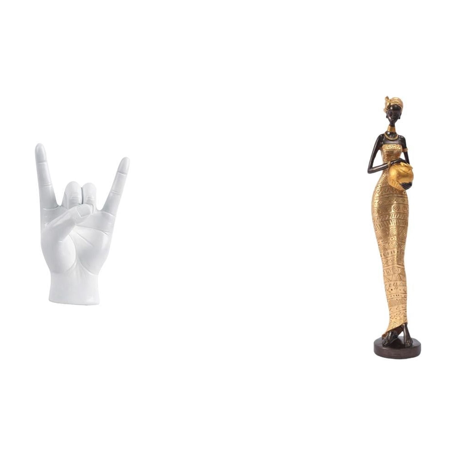 Rock Music Gesture Hand Finger Statues African Women Figurines Resin ...