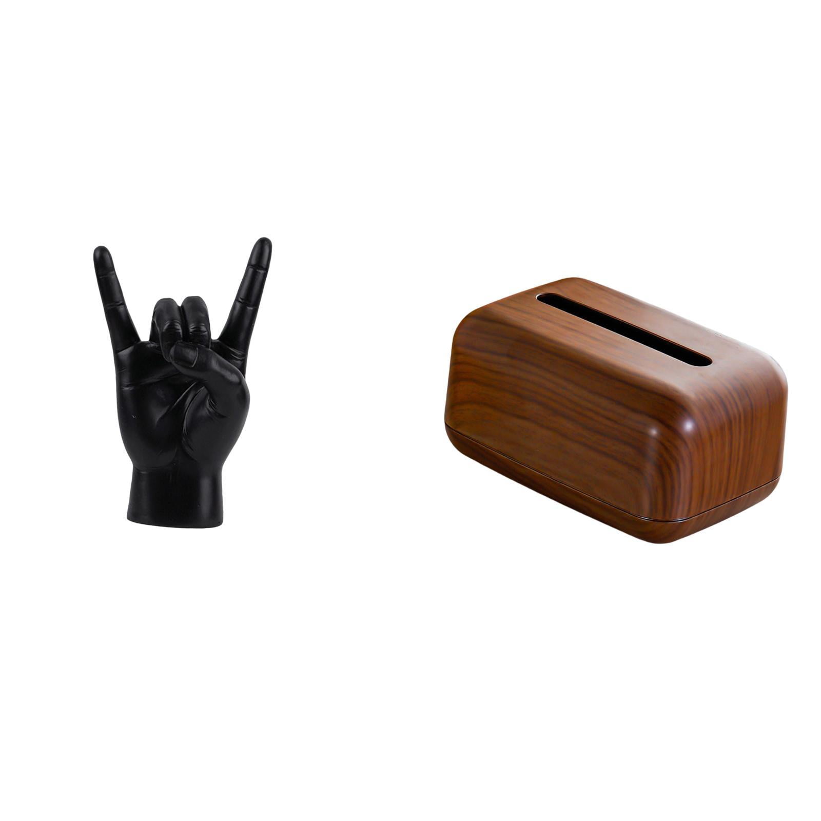 Rock Music Gesture Hand Finger Statues Tissue Organizer Creative Resin ...