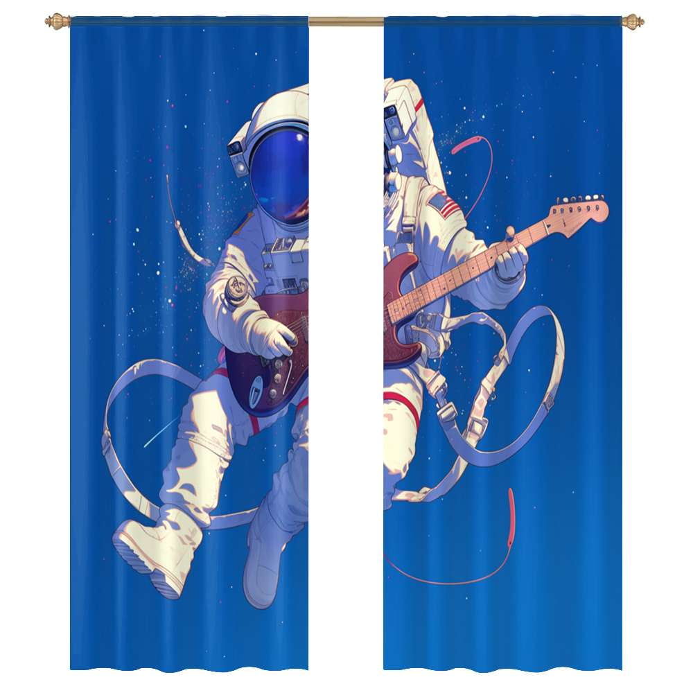 Rock Music In Space Tulle Curtains For Living Room Chiffon Sheer Voile ...