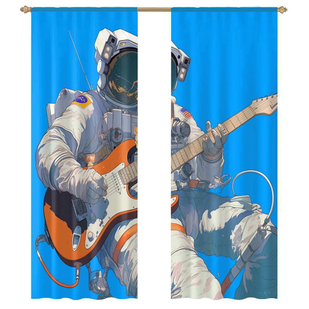 Rock Music In Space Tulle Curtains For Living Room Chiffon Sheer Voile ...