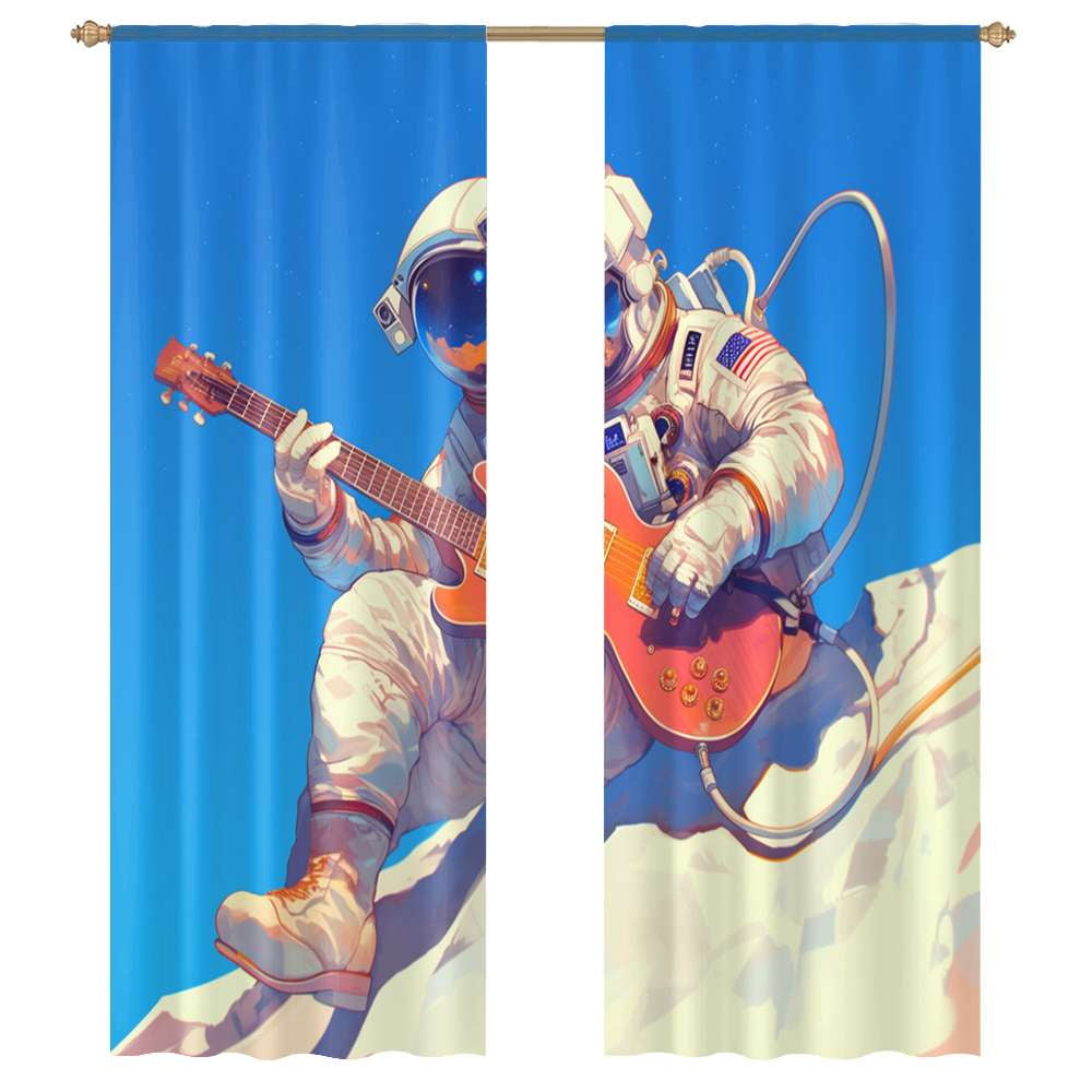 Rock Music In Space Tulle Curtains For Living Room Chiffon Sheer Voile ...