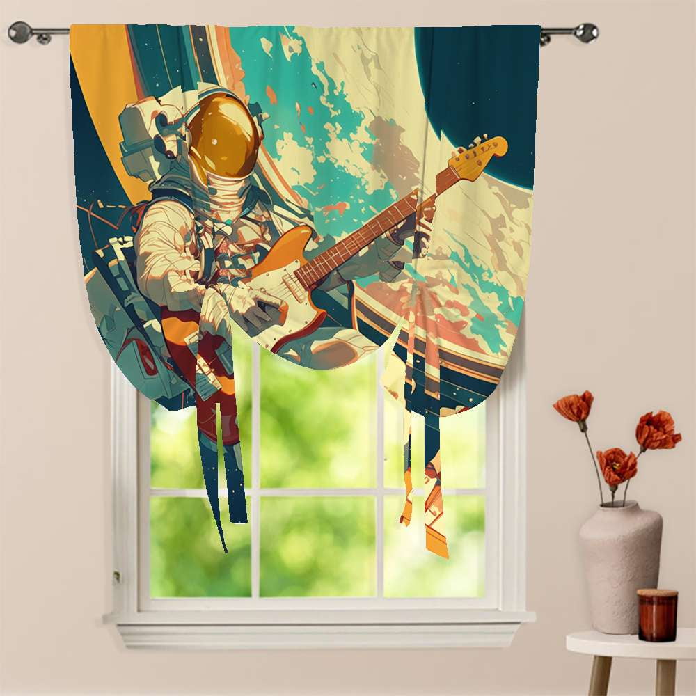 Rock Music In Space Window Curtain for Living Room Roman Curtain ...