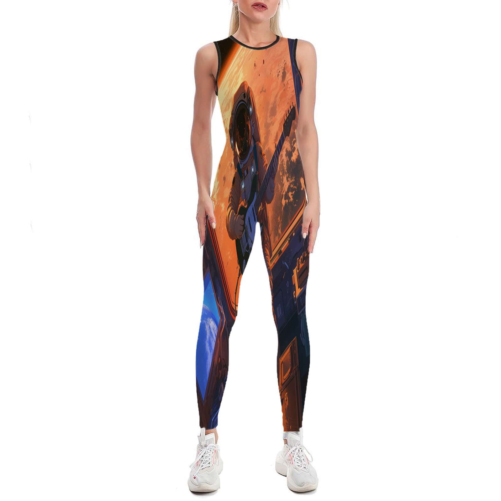Rock Music In Space Women's One Piece Yoga Jumpsuits Leggings Playsuit ...