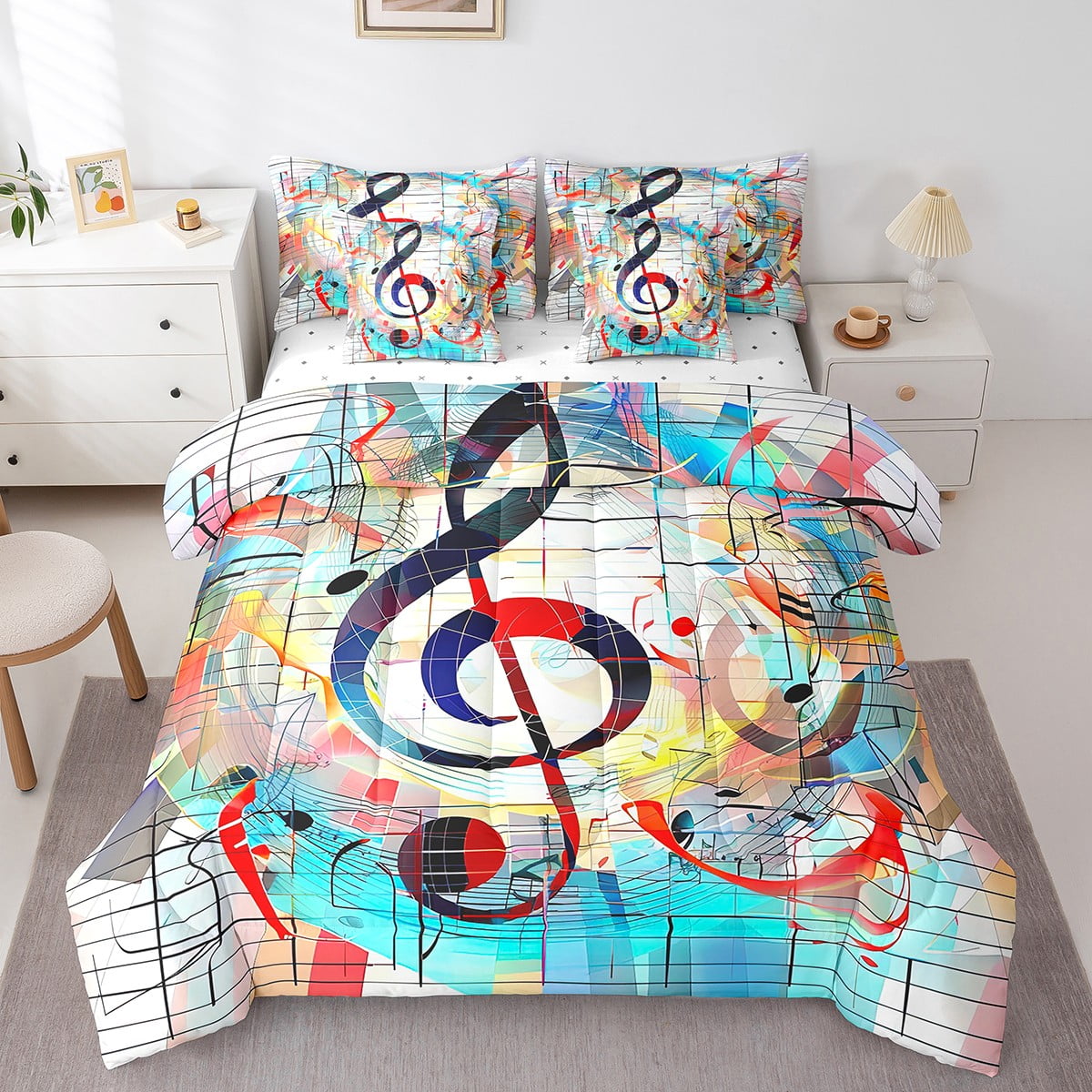 Rock Music Notes Bed in a Bag 7 Piece,Musical Bedding Sets Trippy ...