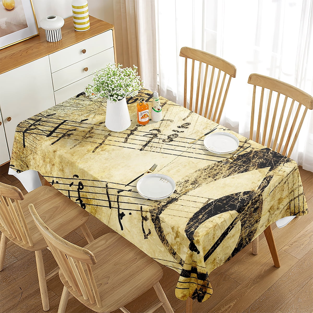 Rock Music Rectangle Tablecloth Music Symbol Art ration Rectangle ...