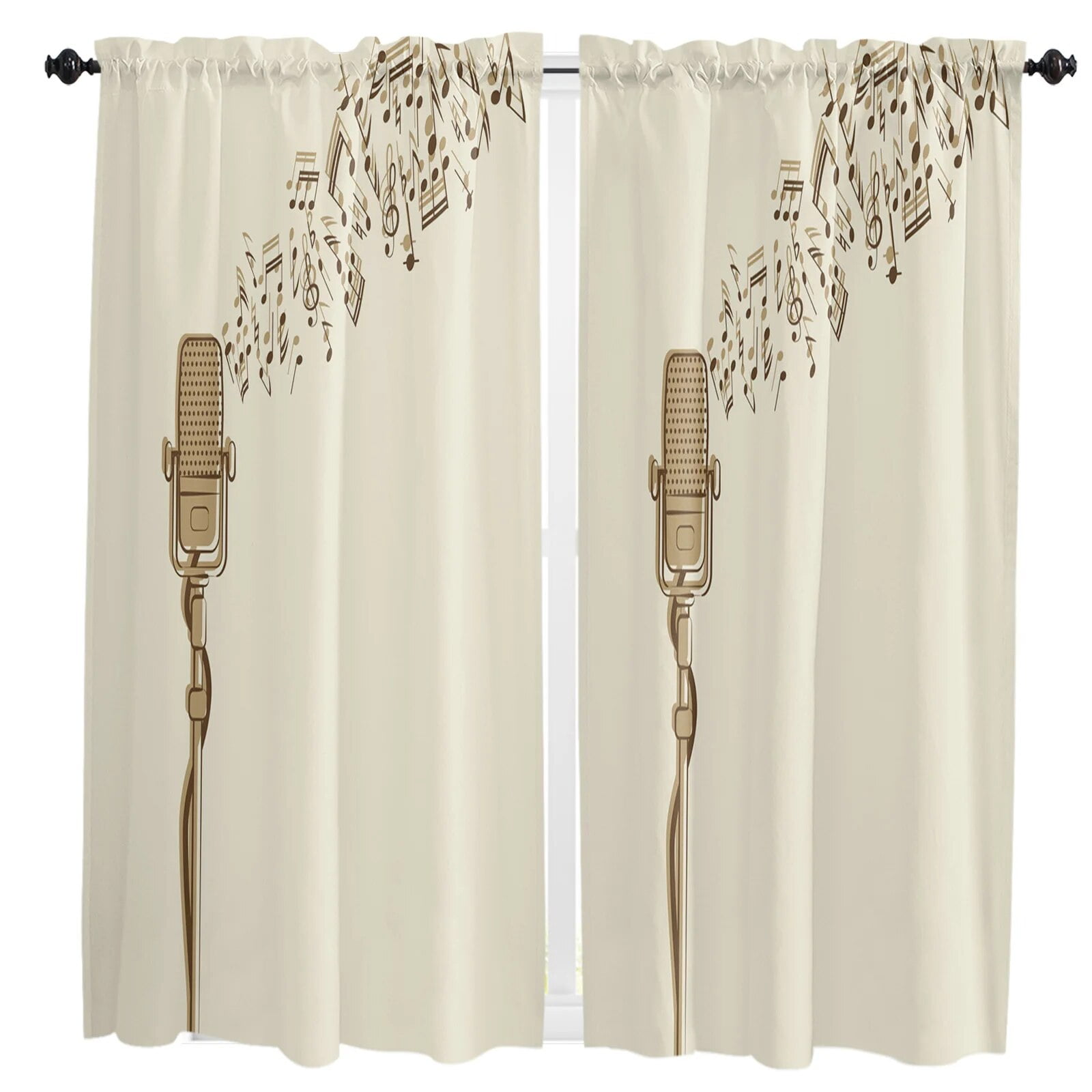 Rock Music Speaker Guitar Curtains For Living Room Kitchen Curtain ...