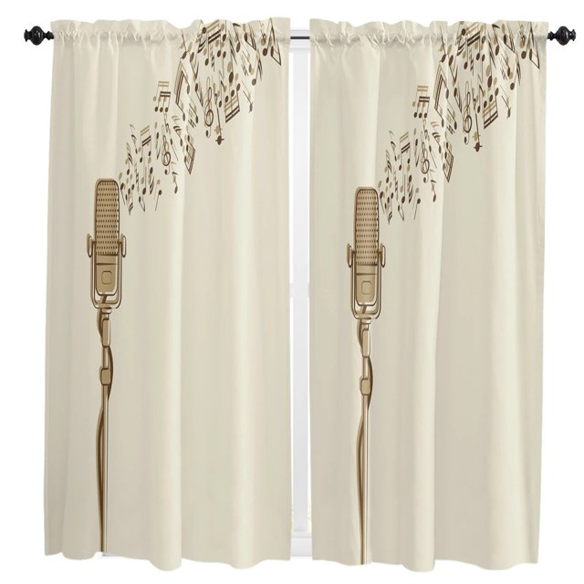 Rock Music Speaker Guitar Curtains For Living Room Kitchen Curtain ...