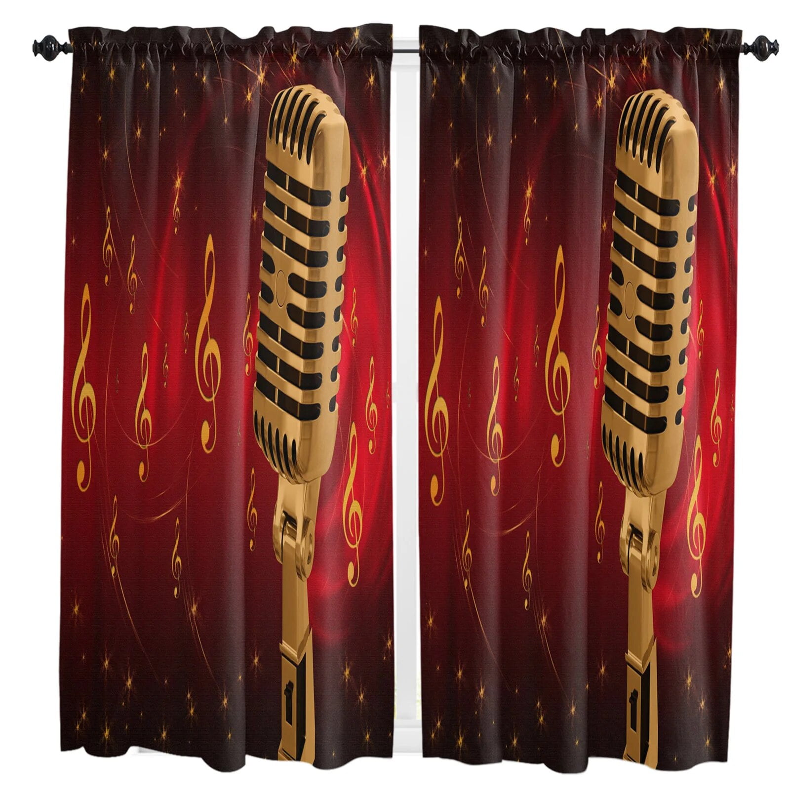 Rock Music Speaker Guitar Curtains For Living Room Kitchen Curtain ...