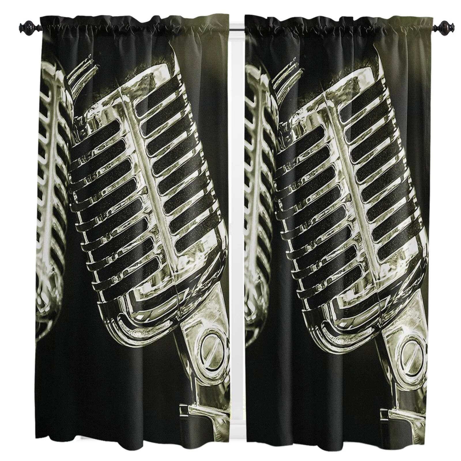 Rock Music Speaker Guitar Curtains For Living Room Kitchen Curtain ...