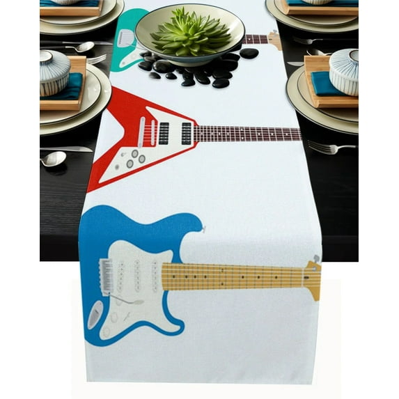 Rock Music Speaker Guitar Table Runner Modern Party Dining Table Runner ...