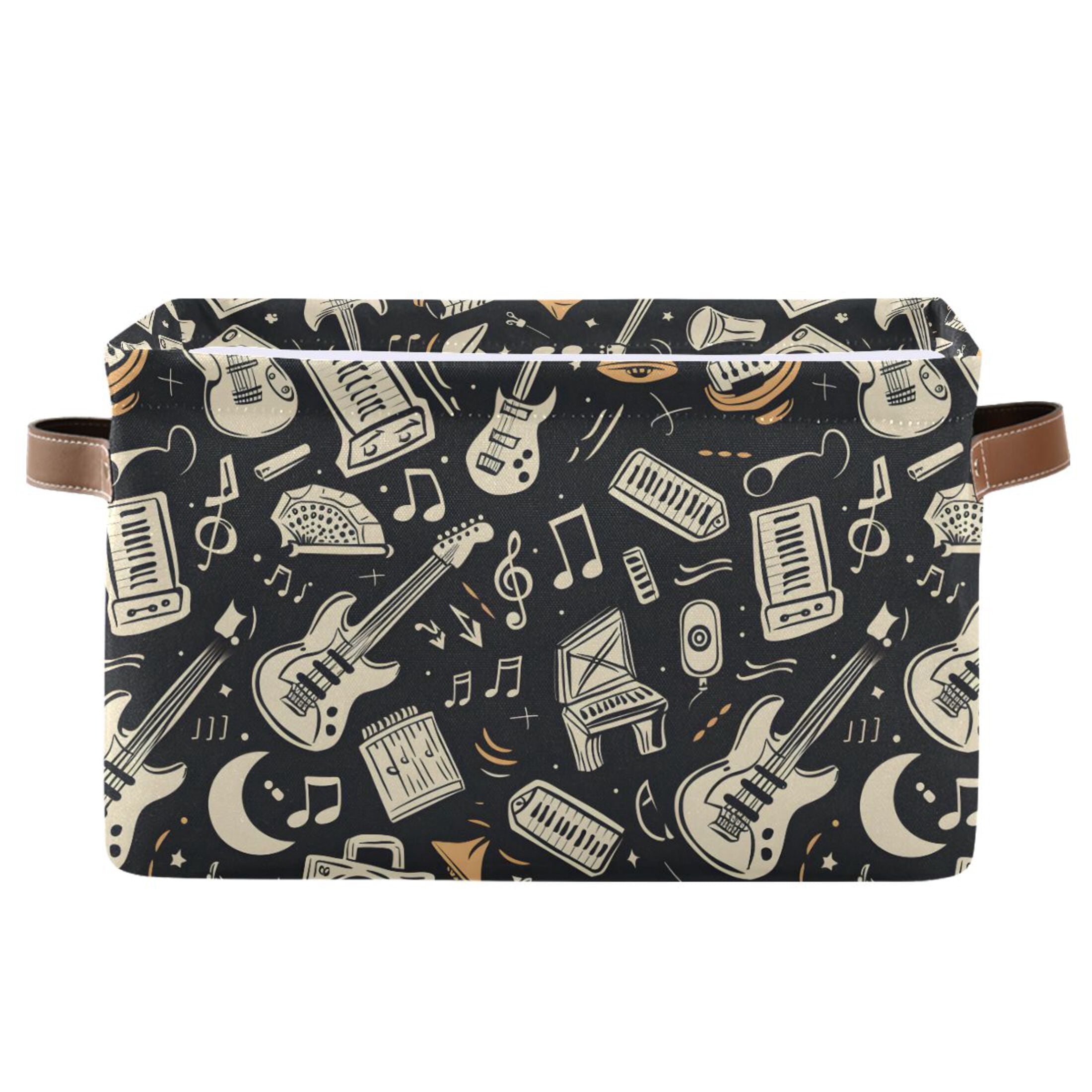 Rock Music Storage Bins with Handle Fabric Organizer Basket Foldable ...